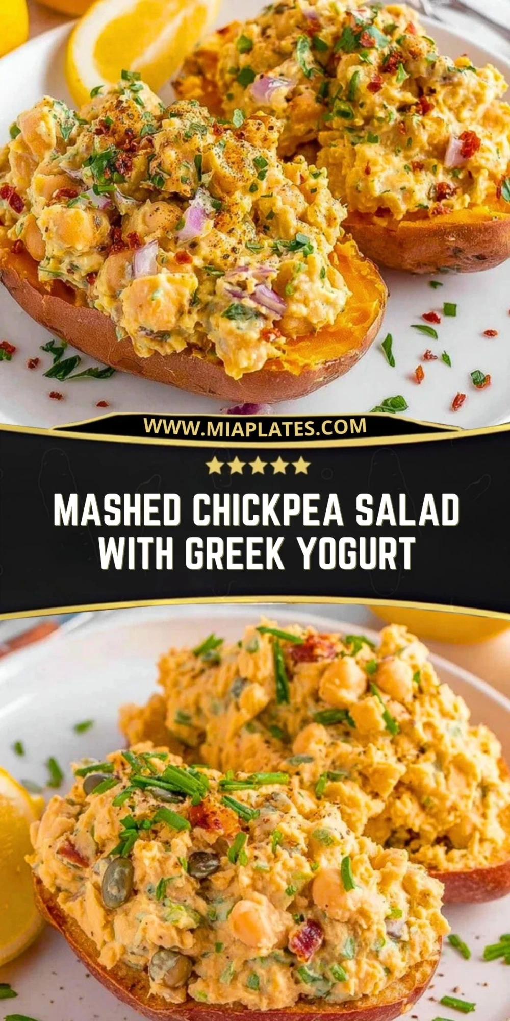 Mashed Chickpea Salad with Greek Yogurt
