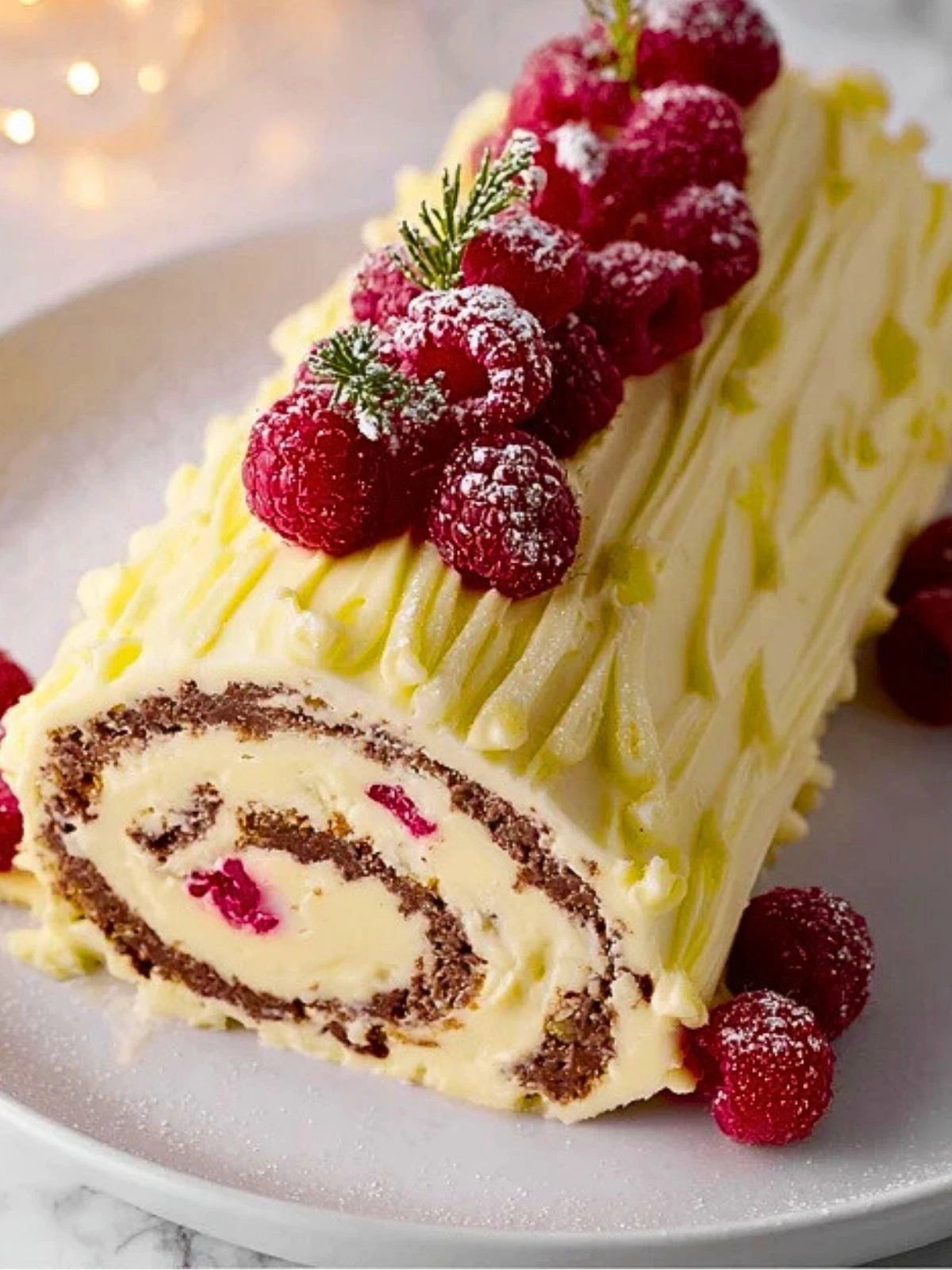 White Chocolate Raspberry Yule Log
