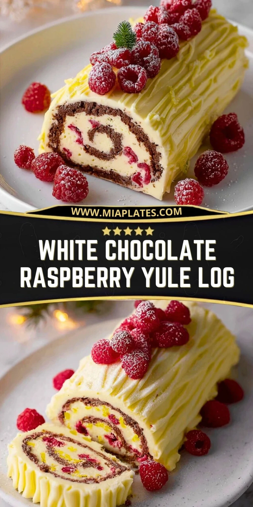 White Chocolate Raspberry Yule Log