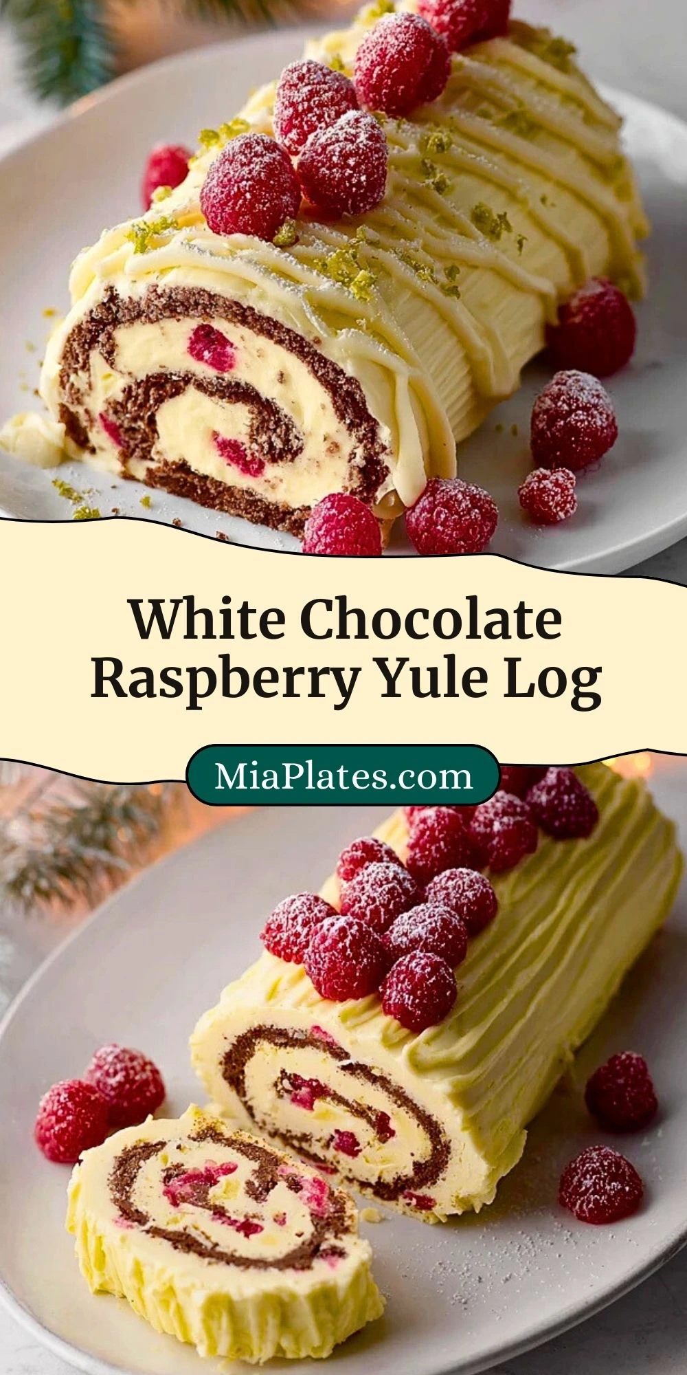 White Chocolate Raspberry Yule Log