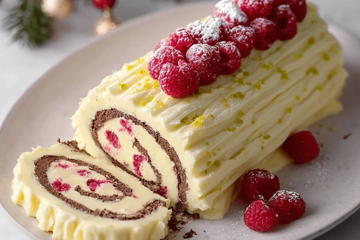 White Chocolate Raspberry Yule Log